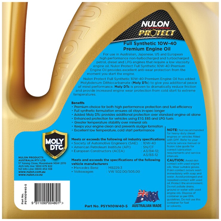 Nulon Protect Full Synthetic 10W-40 Engine Oil | Costco Australia