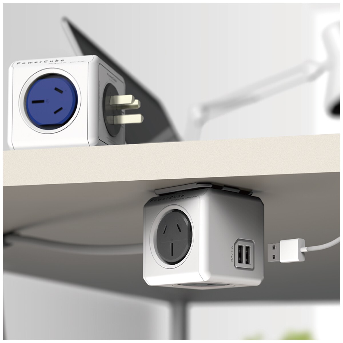 Allocacoc PowerCube 1.5m with 4 Power Outlets & 2 USB ports twin pack ...