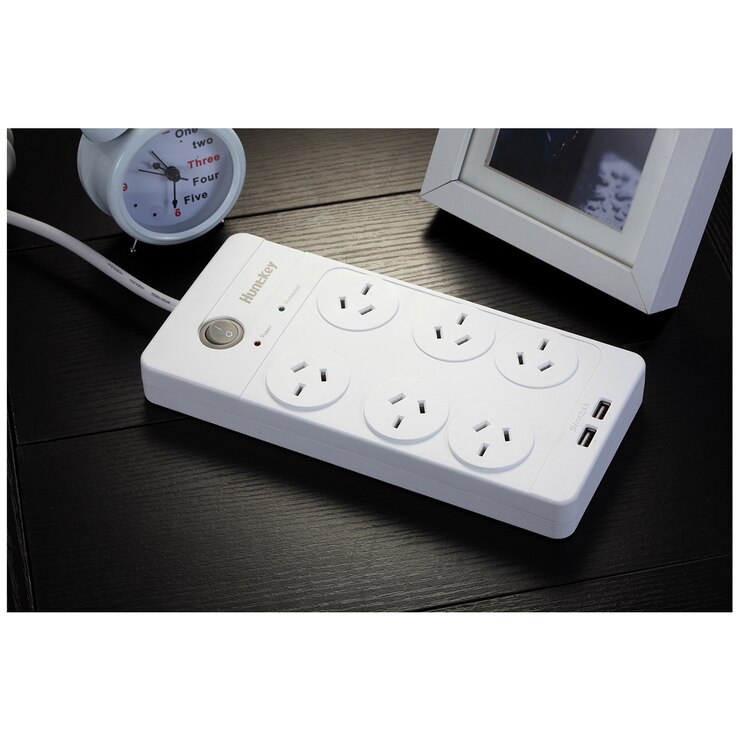 Huntkey Powerboard with 6 Sockets & 2 USB Ports Twin Pack | Costco ...
