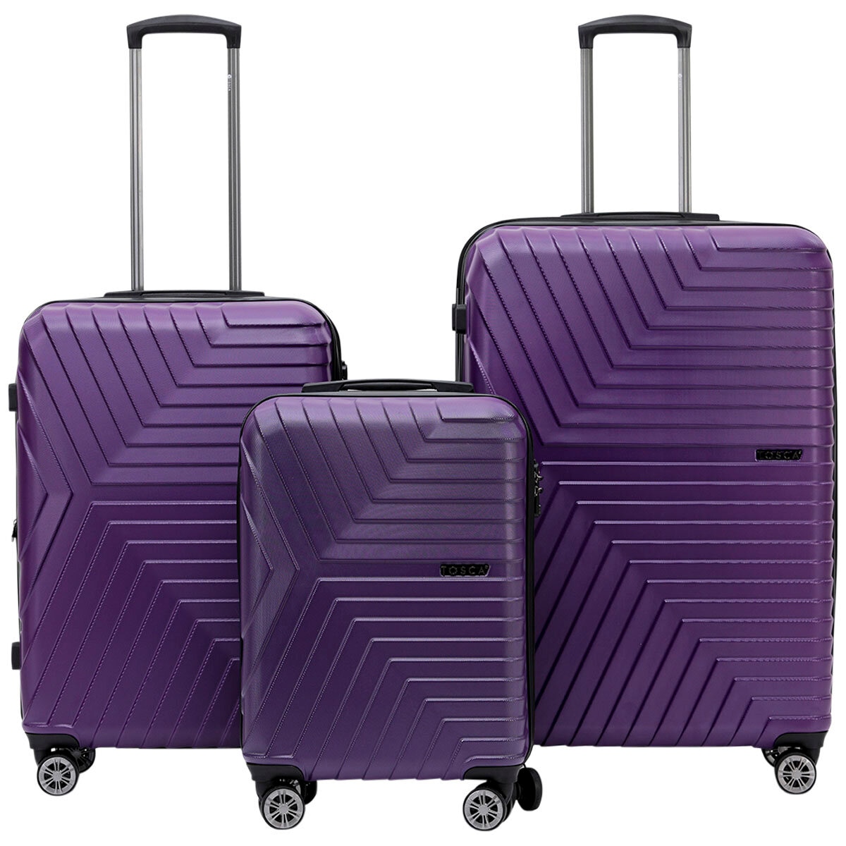 Tosca Huston 3pc Luggage Set with Neck Pillow Purple | Co...