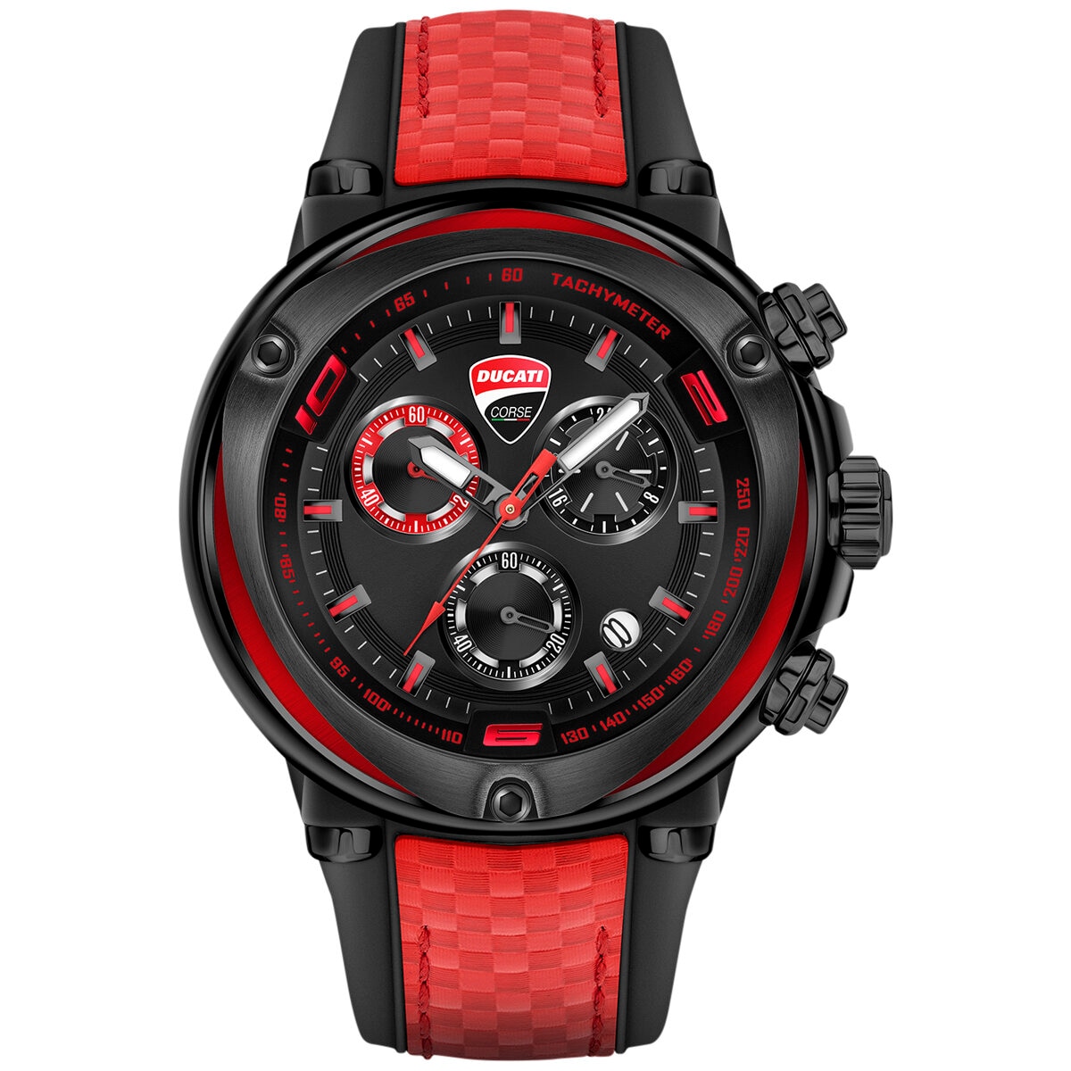 Ducati Partenza Chronograph Black Dial Leather Silicon Watch