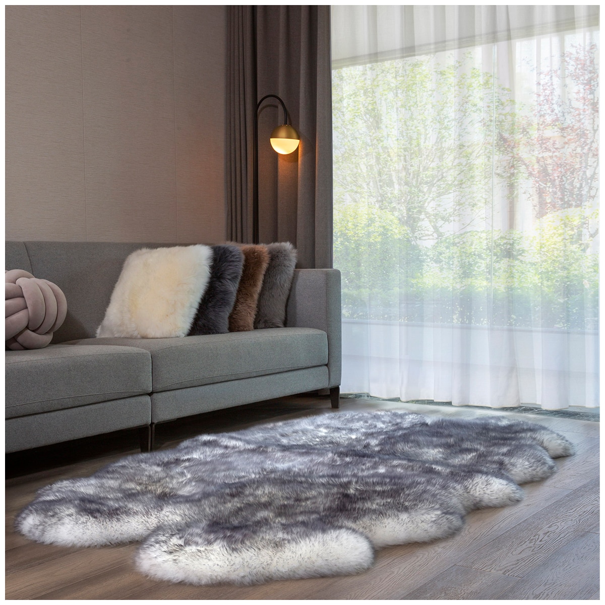 Windward Sheepskin Quad Rug White Black | Costco Australia