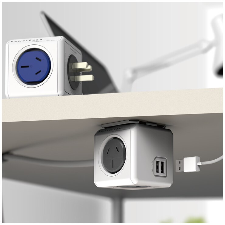 Allocacoc PowerCube 1.5m with 4 Power Outlets & 2 USB ports twin pack ...
