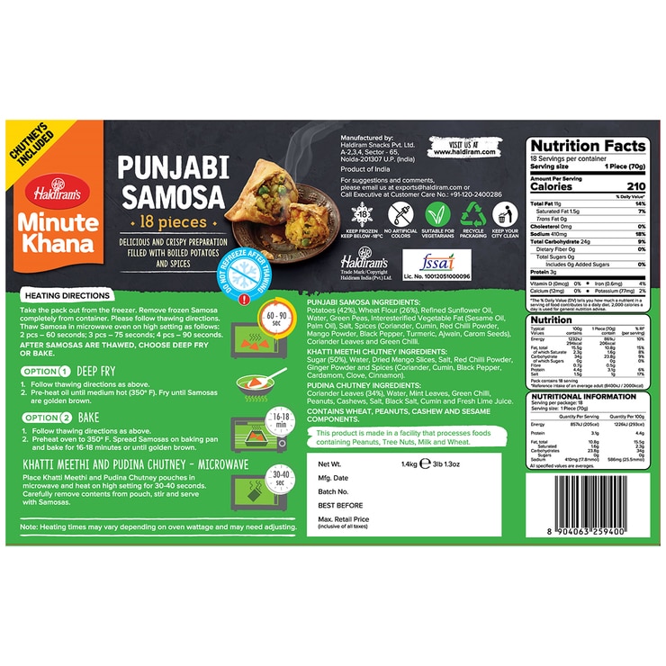 Haldiram's Punjabi Samosa 18pc 1.4kg | Costco Australia