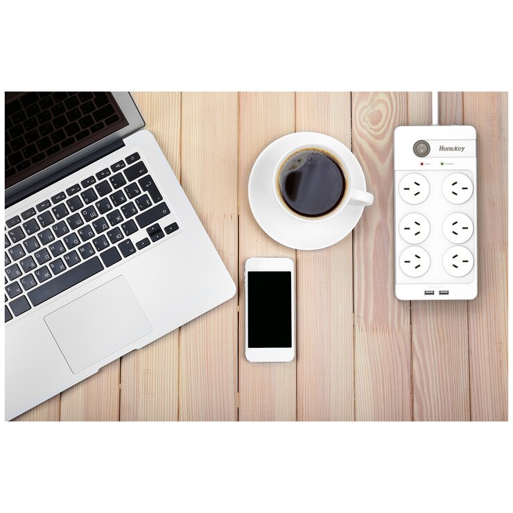 Huntkey Powerboard with 6 Sockets & 2 USB Ports Twin Pack | Costco ...