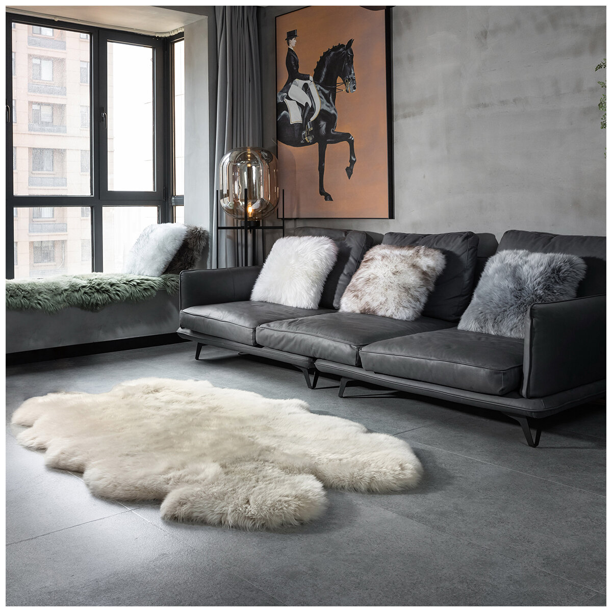 Windward Sheepskin Quad Rug Linen | Costco Australia