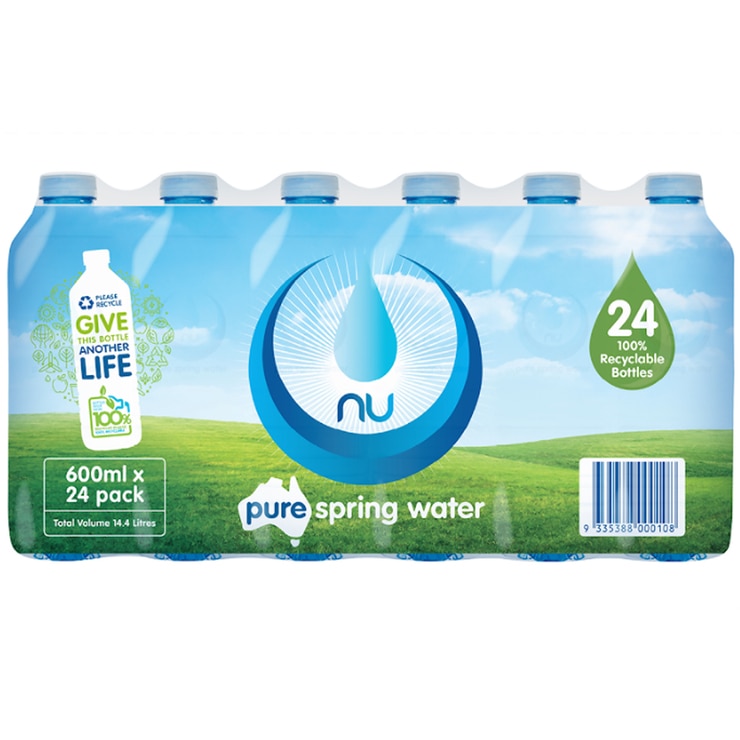 Nu Pure Spring Water 24 x 600ml | Costco Australia