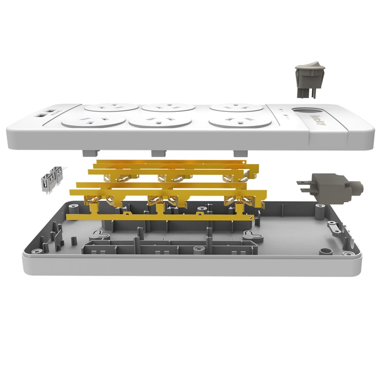 Huntkey Powerboard with 6 Sockets & 2 USB Ports Twin Pack | Costco ...